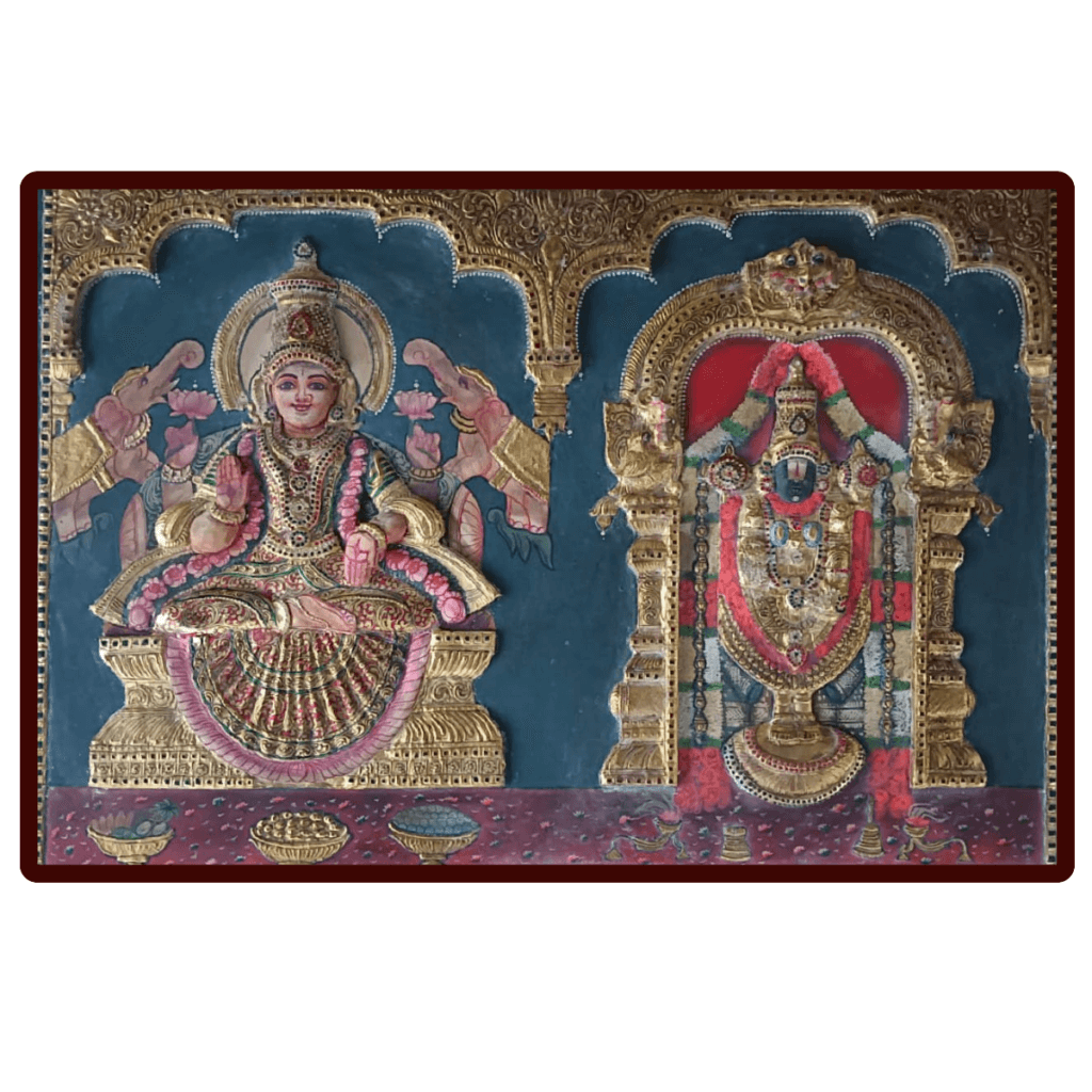 3D Embossed Lakshmi Balaji Antique Tanjore Painting - Bavin Tanjore ...